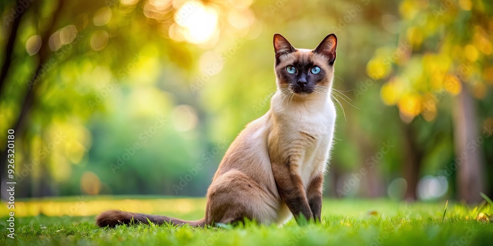 Siamese cat demonstrating elegance and beauty in a park setting ...