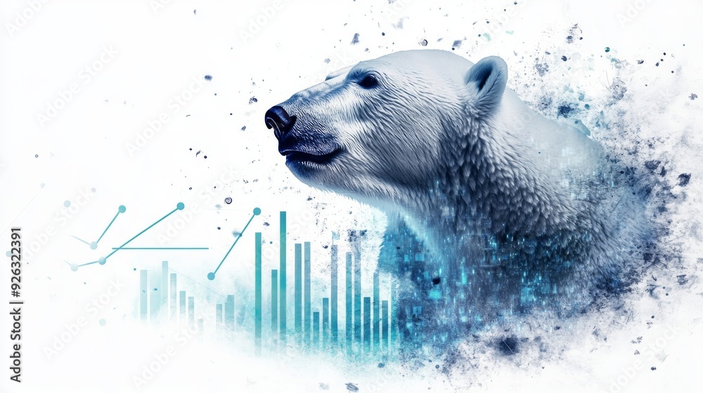 Illustration of a stylized polar bear displaying data visualization ...