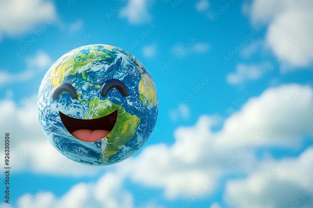 Cartoon Earth Face Showing Tongue And Wink Icon Funny Planet Emotion ...