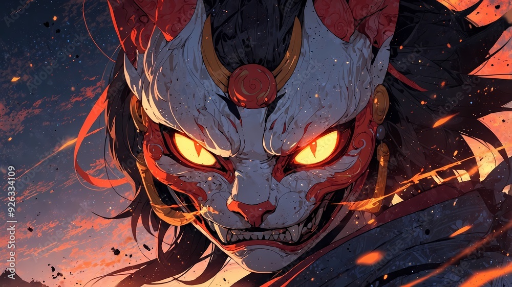 Japanese Cat Oni Mask: A Vibrant Fusion of Tradition and Modernity in ...