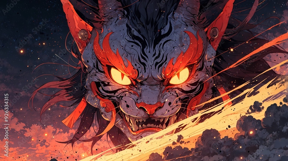 Japanese Cat Oni Mask: A Vibrant Fusion of Tradition and Modernity in ...