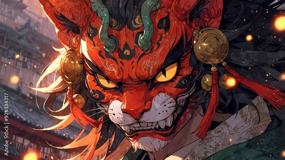 Japanese Cat Oni Mask: A Vibrant Fusion of Tradition and Modernity in ...