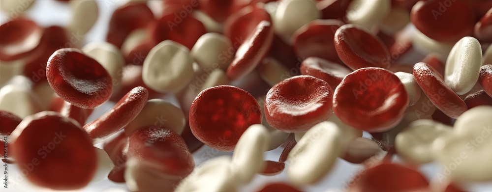 Magnified image of blood cells observed through a microscope ...