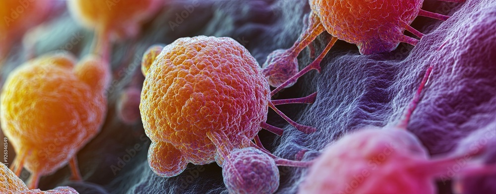 Microscopic image of cancer cells, with a focus on abnormal cell ...