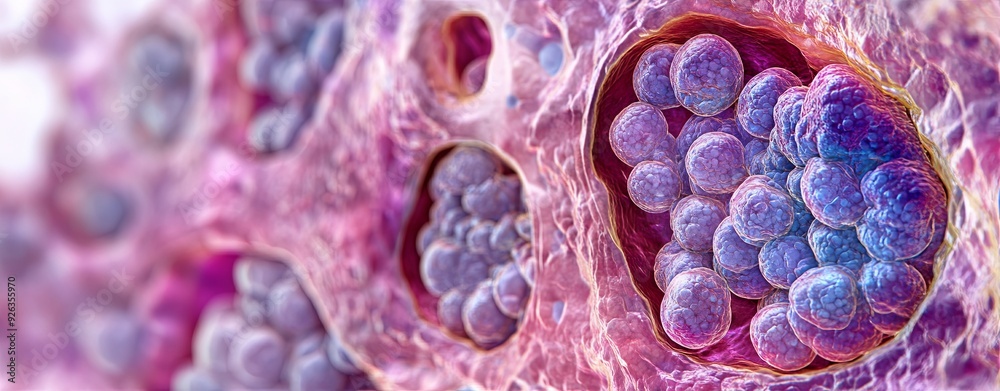 Microscopic image of kidney cells, showing detailed nephron structures ...