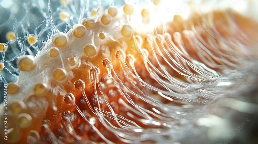 Detailed view of hair follicle cells under a microscope, highlighting ...