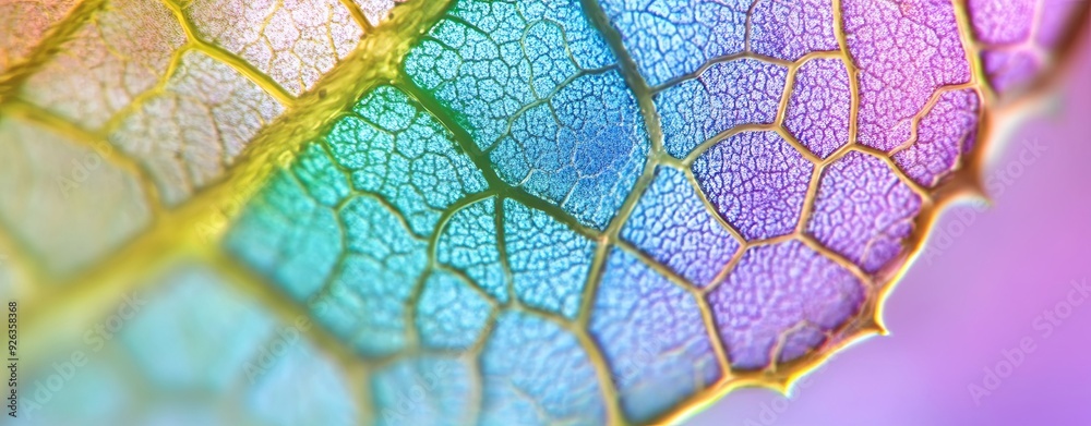 Close-up of leaf cells under a microscope, highlighting chloroplasts ...