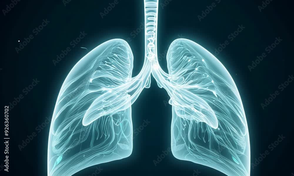 Digital x-ray image of human lungs highlighting the respiratory system ...