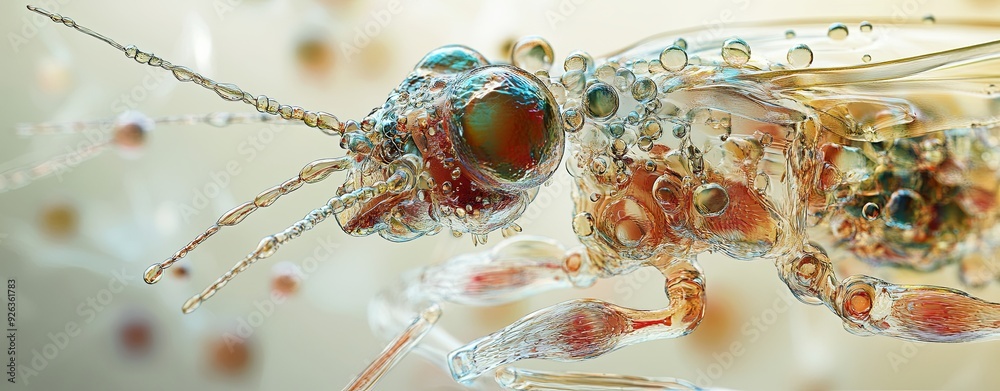 Microscopic image of insect anatomy, showing detailed body structures ...