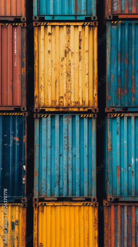 Shipping containers stacked on top of each other. Cargo sea port ...