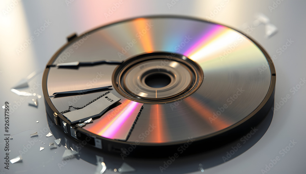 Damaged compact disk creating background with holographic effect ...