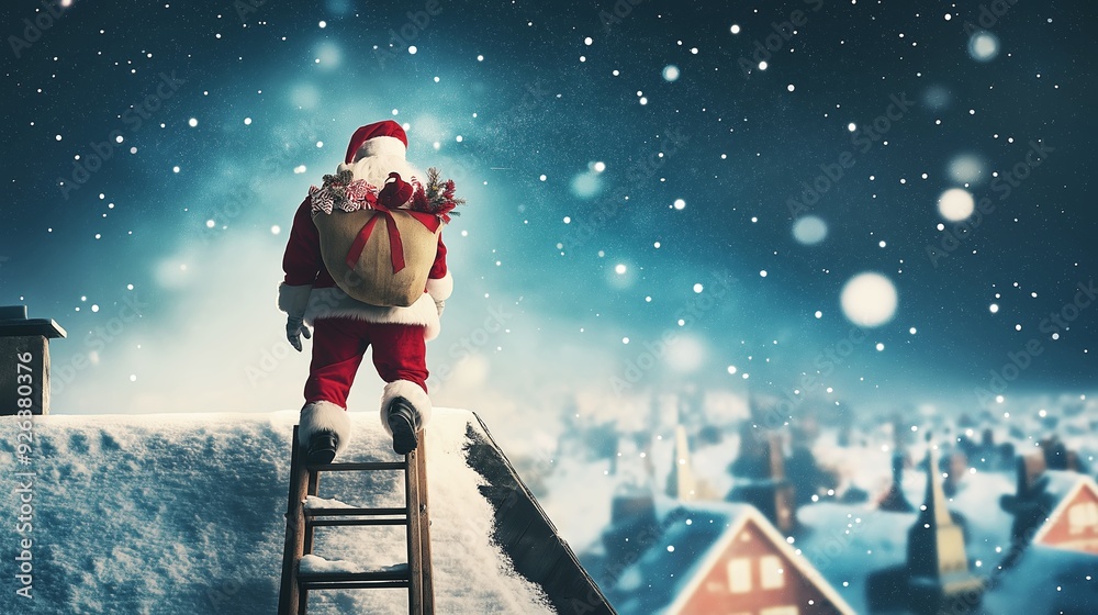 Santa Claus delivering gifts on Christmas Eve, spreading joy and ...