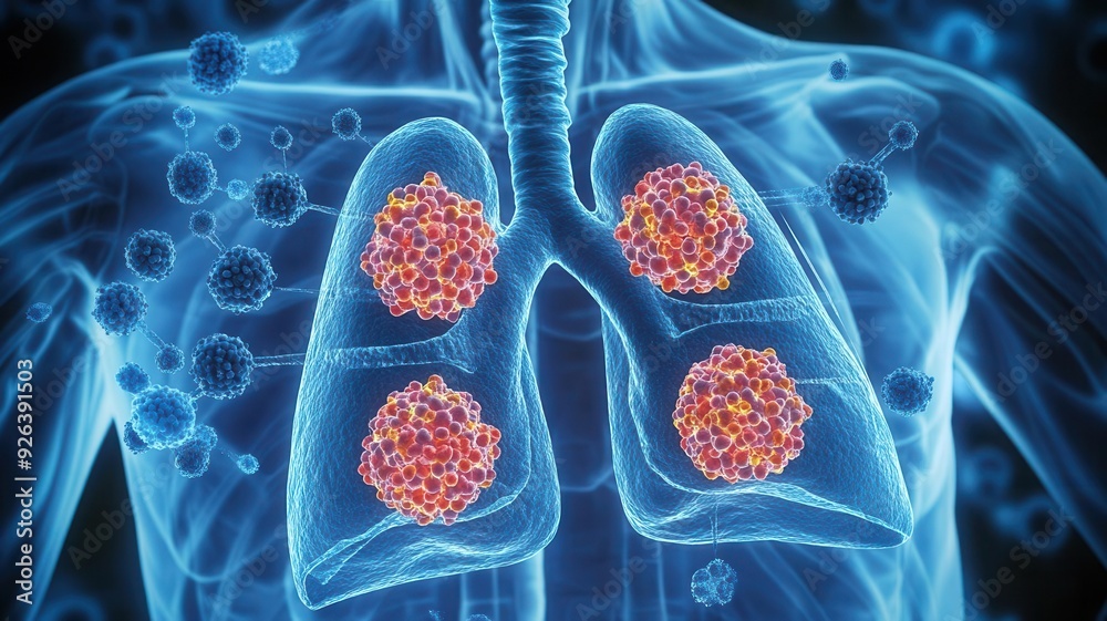 3d Medical Diagram Showing The Stages Of Lung Cancer Development From