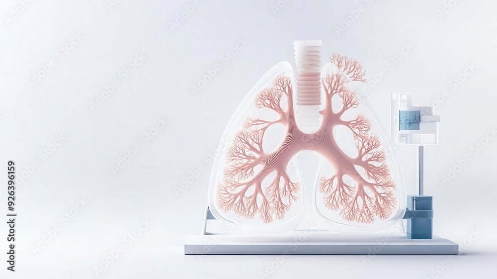 Virtual reality setup showing a 3D model of lungs, aiding in the ...