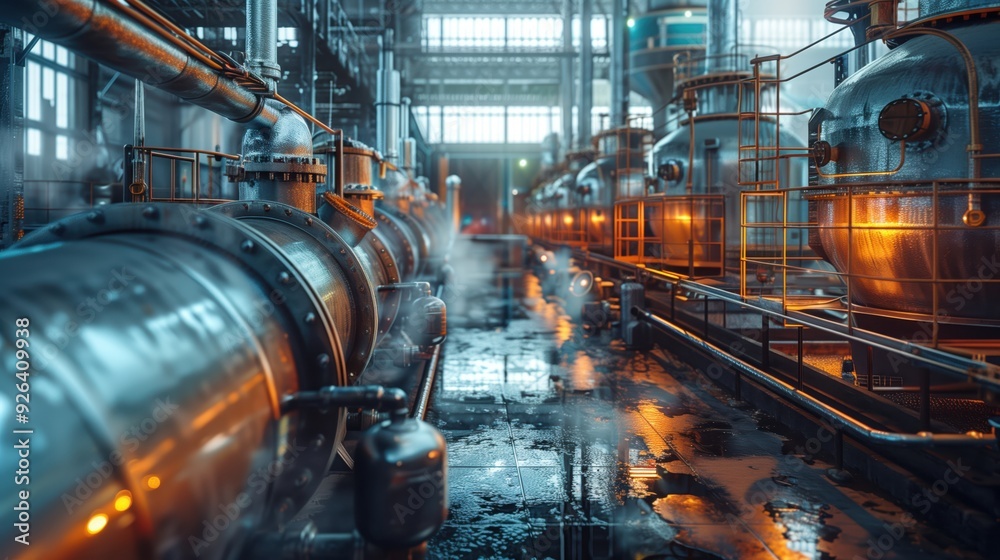 Modern Sugar Factory Production Line Showing Industrial Process of Cane ...