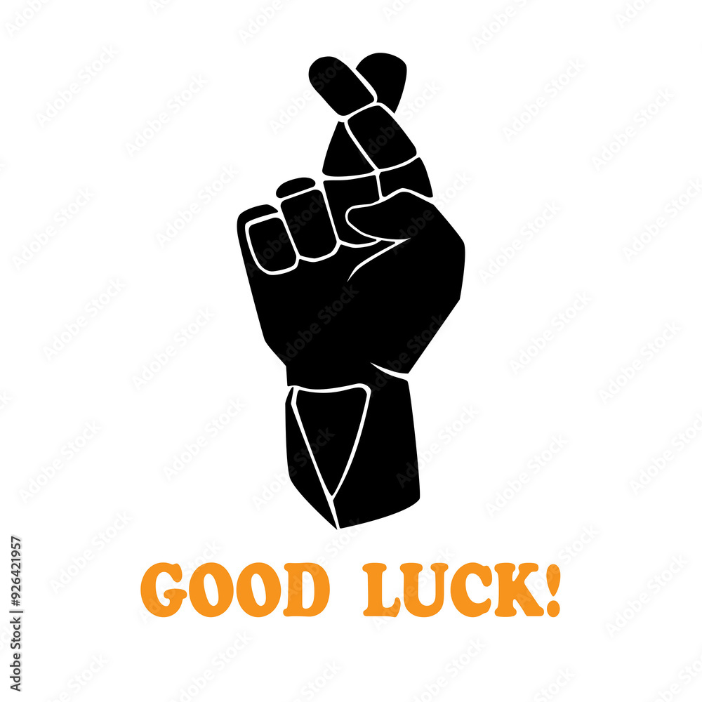 Two fingers crossed hand gesture icon. Cartoon palm gesture emoji. Good ...