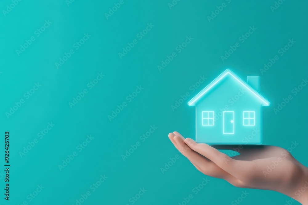 Real estate, smart home technology, minimalism, 3D render. A 3D ...