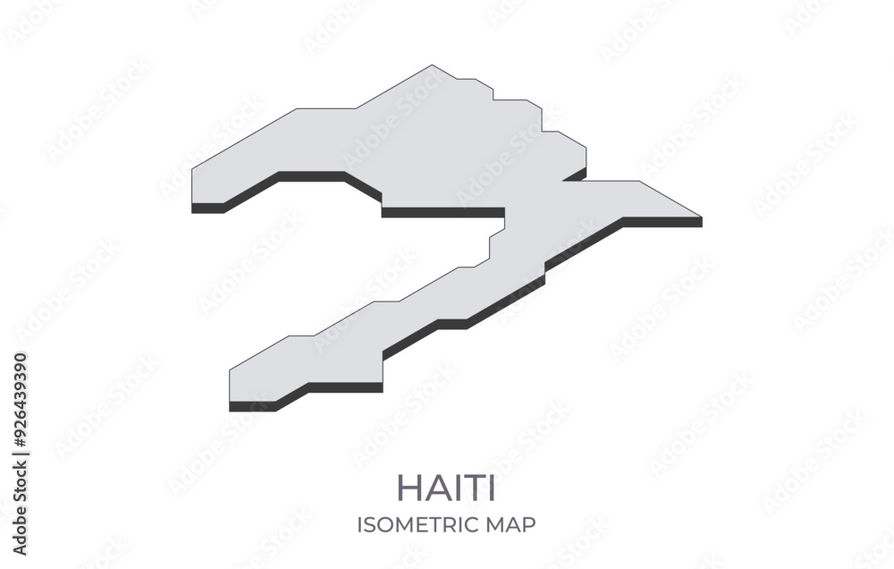 Map of the Haiti in simple isometric form. Illustration of isometric ...