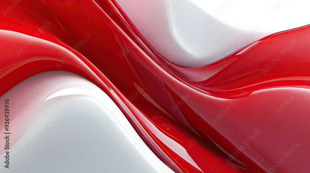 Vibrant red and white abstract design with smooth curves and sharp ...