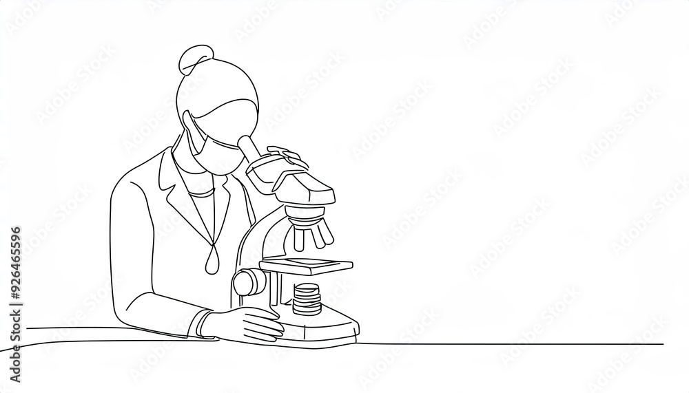 One continuous line drawing of scientist analyze blood sample using ...