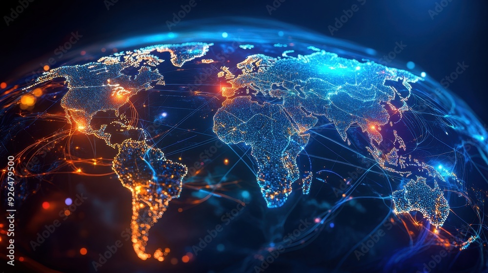 Quantum technology transforming global trade, visualized as a digital ...