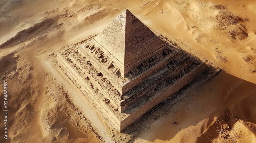 Bird's-eye view of a pyramid, showcasing its precise angles and layered ...