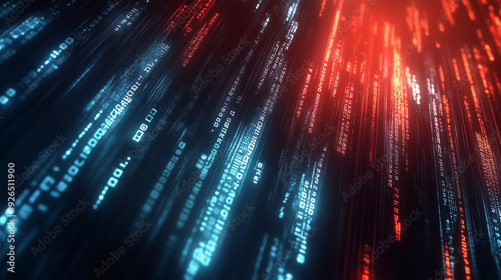 Artificial Intelligence Algorithms Powering the Digital Future: Abstract Binary Code Backdrop ...