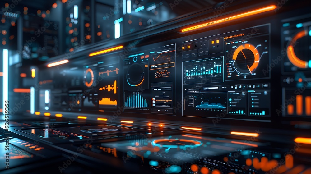 AI systems generating predictions from big data, featuring holographic ...