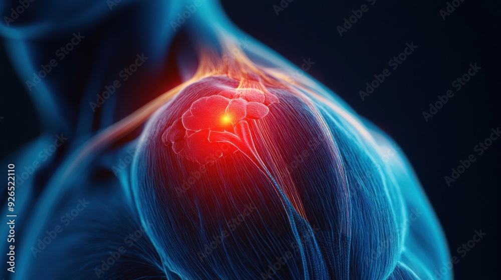 Anatomical Illustration of Shoulder Muscle Injury with Inflammation ...