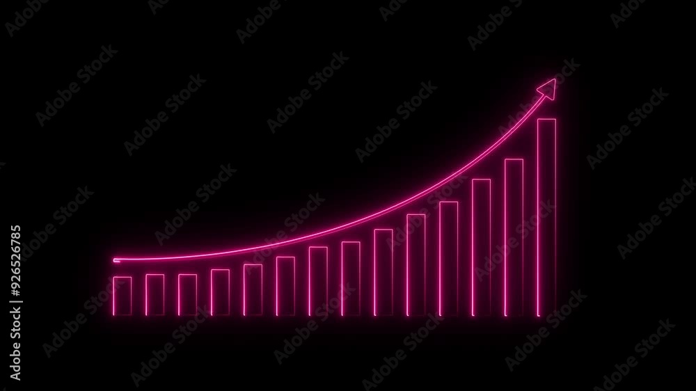 Neon business graph. Infographic growth bw 2D object animation ... Neon business graph. Infographic growth bw 2D object animation ...