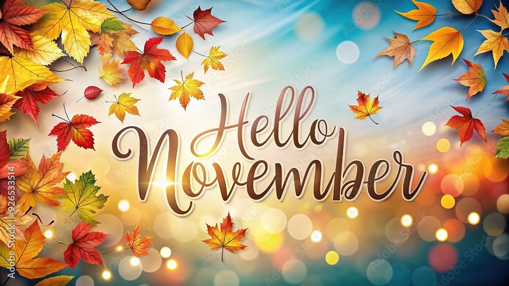 Hello November - Inspirational happy fall, autumn beautiful handwritten ...