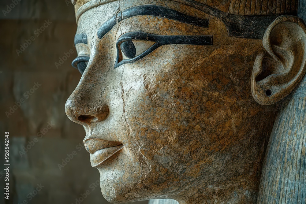 dramatic photograph of ancient egyptian pharaoh reliefs in a museum ...