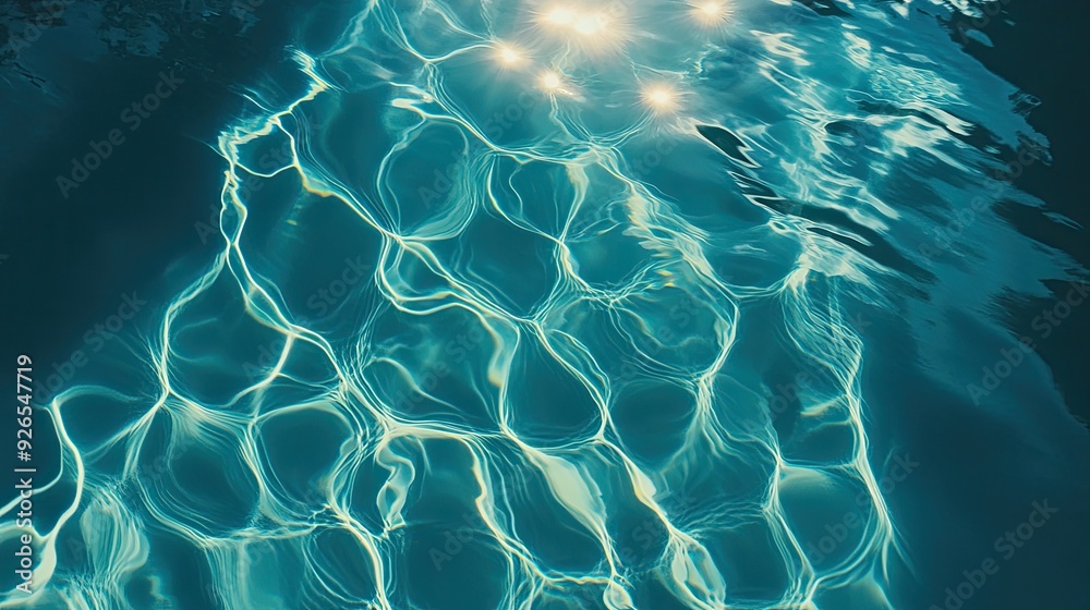 The calming sight of clear blue water in a swimming pool, with sunlight ...