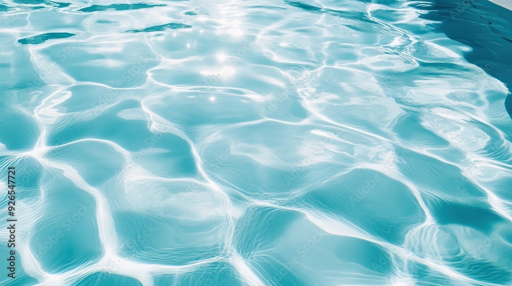 The calming sight of clear blue water in a swimming pool, with sunlight ...