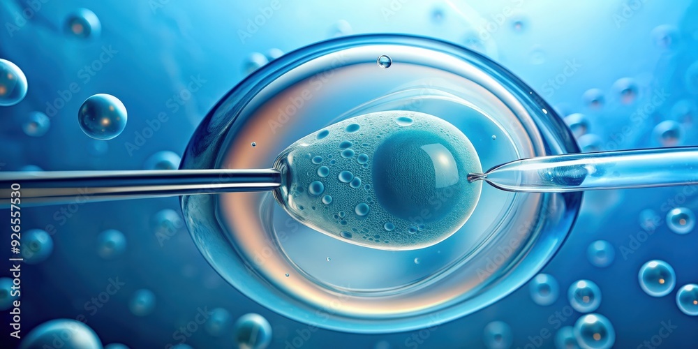 Macro photography of in vitro fertilisation process showing artificial ...