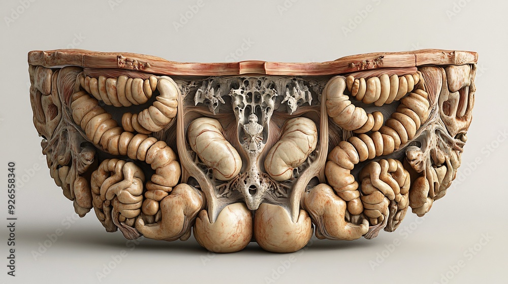 3D Human Abdomen with Cross-Sectional View: A detailed 3D model of the ...