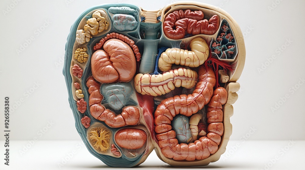3D Human Abdomen with Cross-Sectional View: A detailed 3D model of the ...