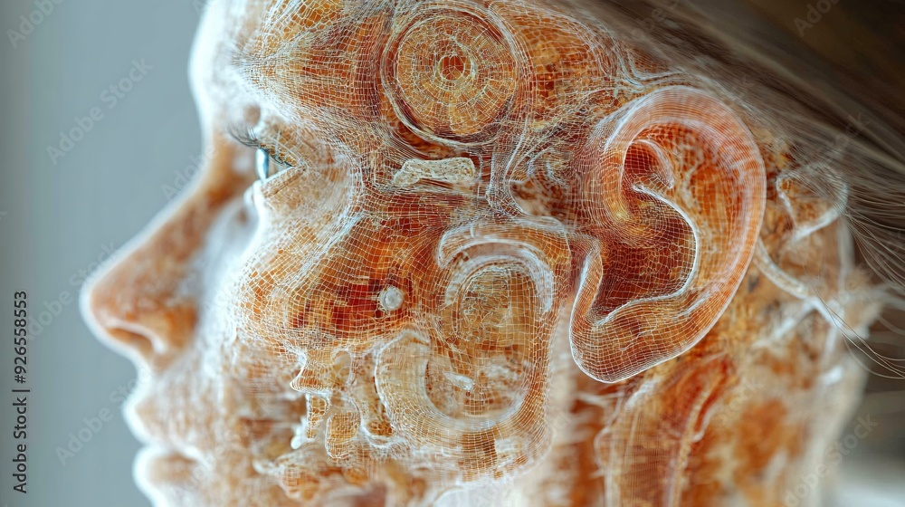 3D Human Ear with Cochlea Detail: A detailed 3D model of the ear ...