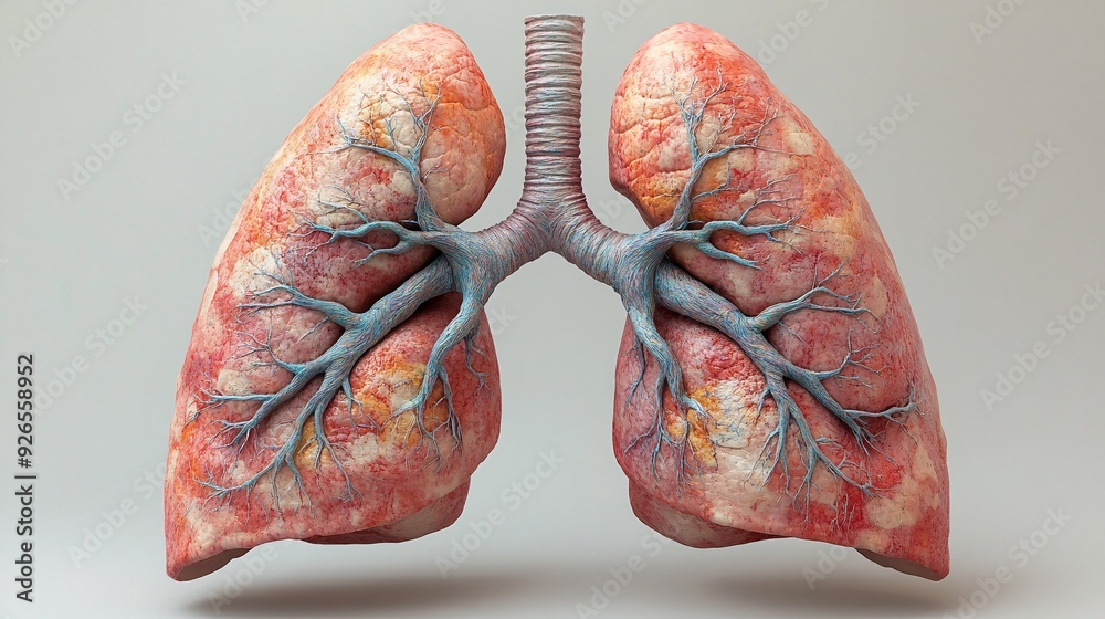 3D Human Lungs Anatomy: A realistic 3D model of the lungs, showing ...