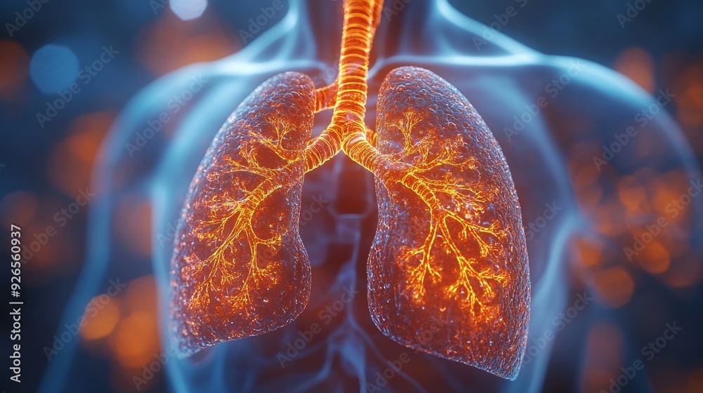 3D Human Respiratory System: A high-quality 3D rendering of the ...