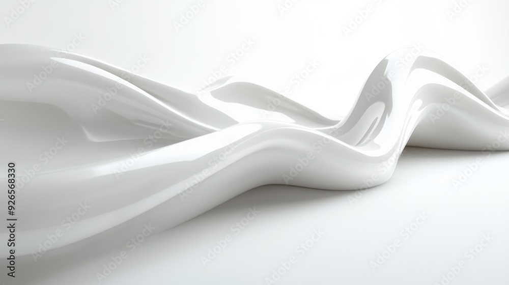 3D rendering of melted white liquid folding over itself in a smooth ...