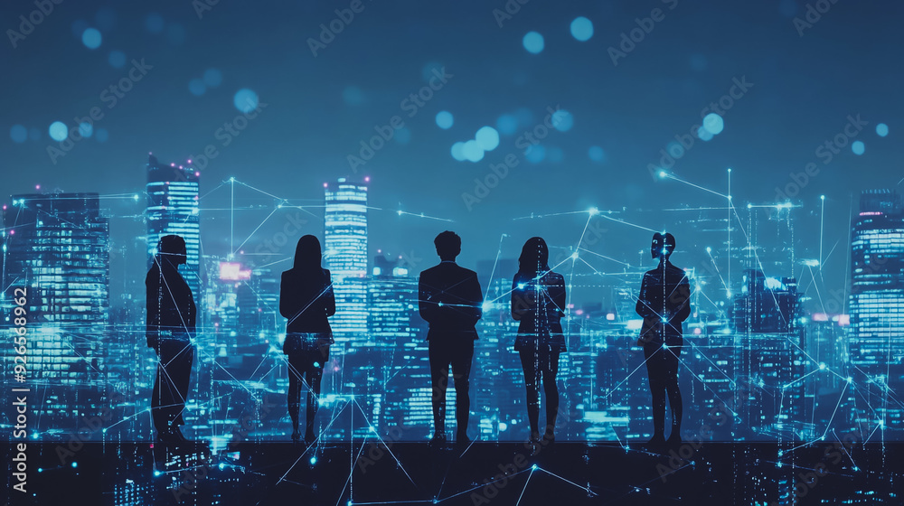 abstract professional business team people connection of line from nail ...