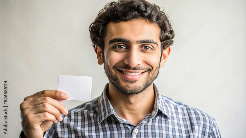 Egyptian young man holding an empty national ID , Egypt, identification ...