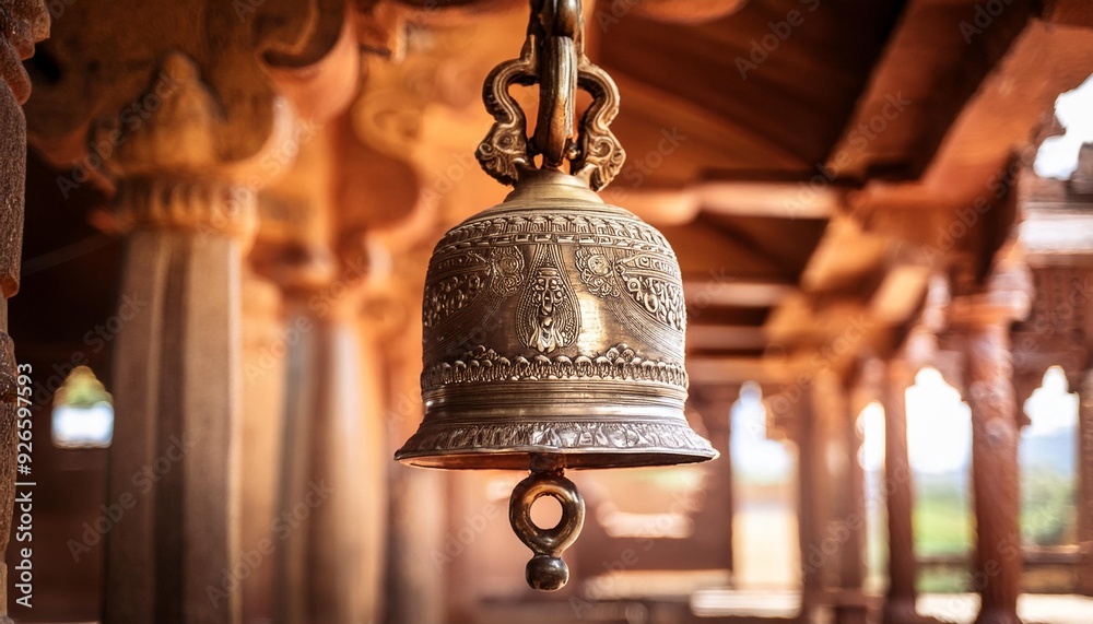 Vintage Metal Bell Hanging in an Ancient Indian Temple Symbol of ...