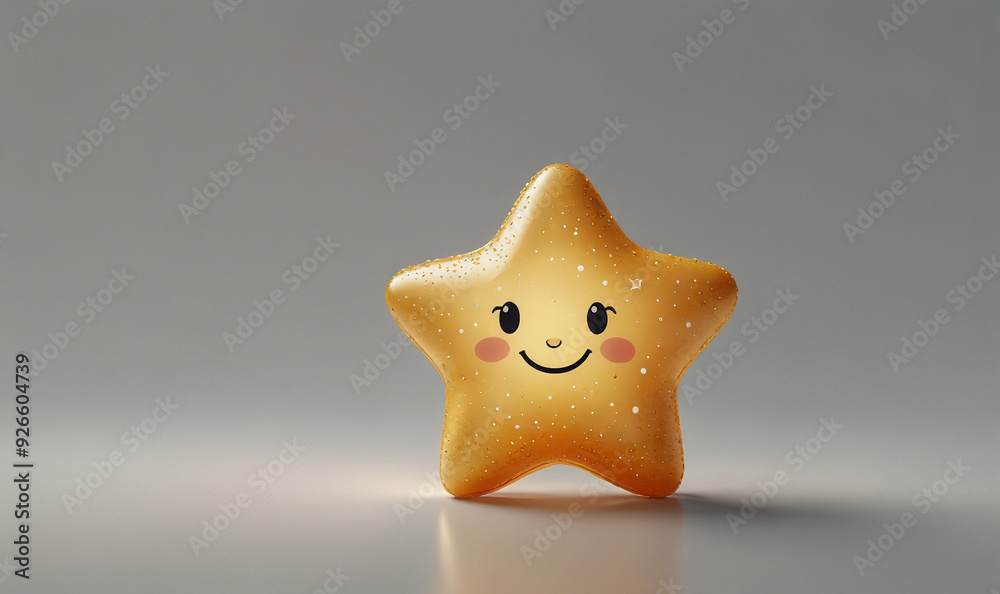Cute tiny star with a glowing smile and soft, rounded edges, perfectly ...