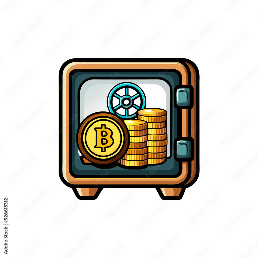 Flat vector design of a secure digital vault with a strong password ...