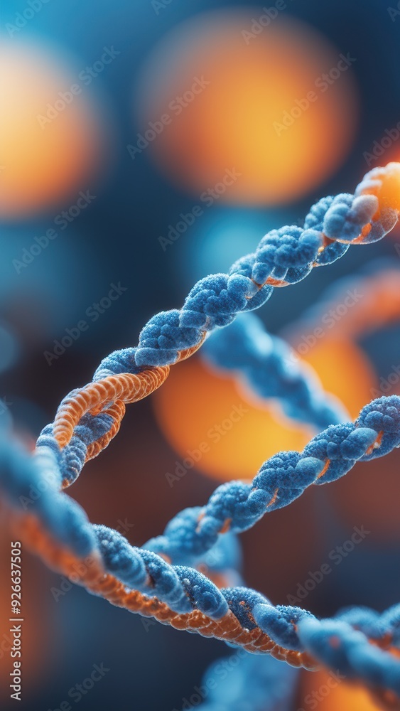 Close-up views of DNA double helix ladder structure on left individual ...