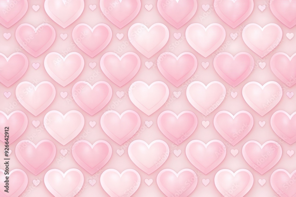 Soft pink hearts scattered on a pastel monochrome background, creating ...