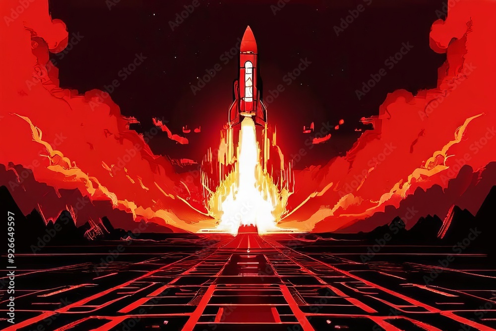 code red a matrix code depiction of the launch with ascii eleme Stock ...