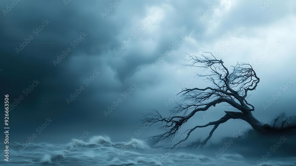 The mighty tree stood firm against the powerful winds of the storm ...